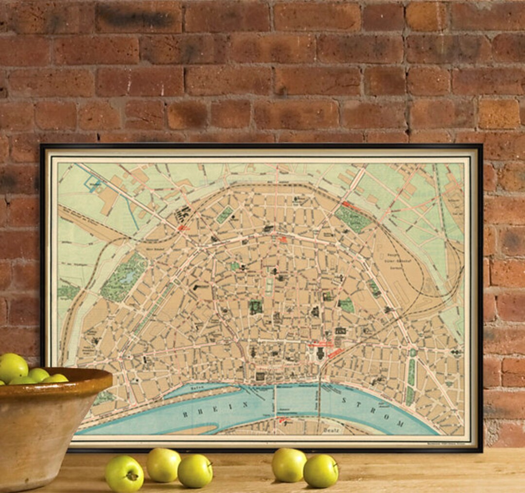 Cologne Map - Old Map of Cologne Fine Print - Karte Von Köln - Wall Map ...