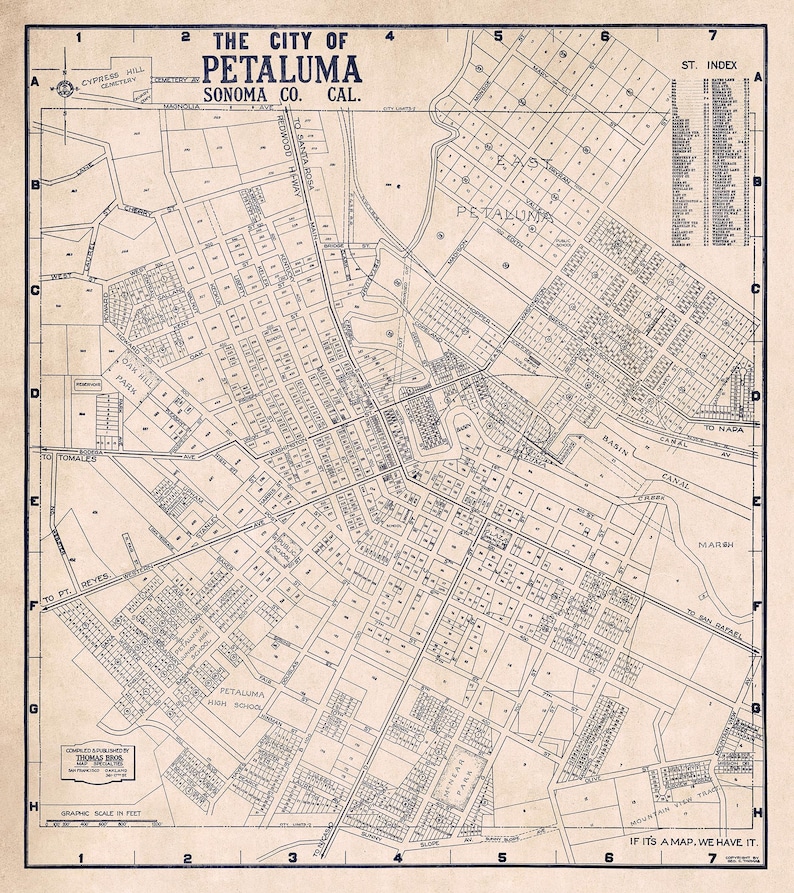 Petaluma Antique Map | Historical City Plan | Vintage Street Map Art ...