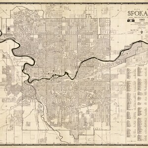 Spokane map Vintage map of Spokane City map print on paper | Etsy