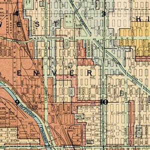 Commercial Map of Denver - Old City Map From 1933, Detailed Map, Wall ...