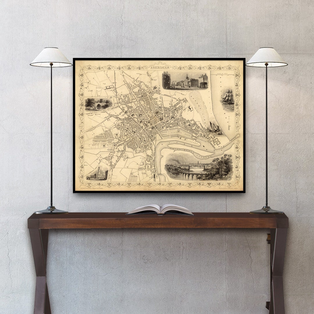 Aberdeen Map - Historical Map of Aberdeen, Fine Print on Paper or ...