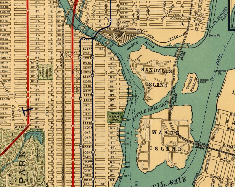 Map of Manhattan Old Map of Manhattan New York Manhattan - Etsy