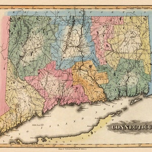 Connecticut Map - Vintage Map of Connecticut Fine Reproduction on Paper ...
