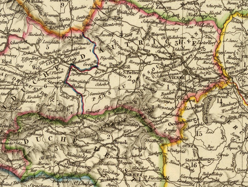 Historical Map of Austria and Austrian Empire - Large Wall Map Print - Etsy
