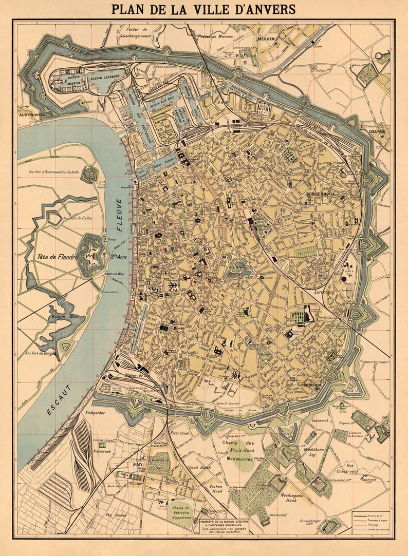 Vintage Map of Anvers Large City Map Print Old Map From - Etsy