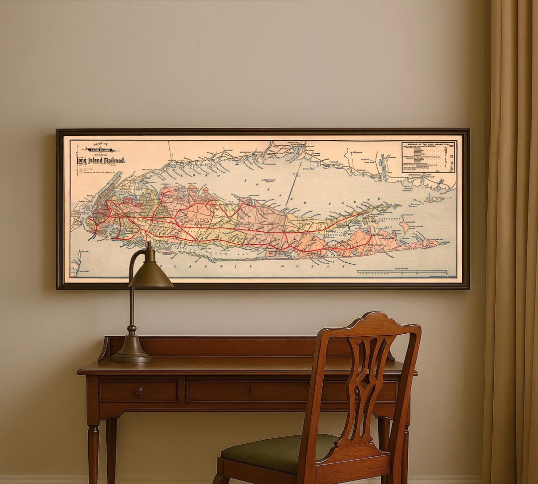 Long Island Map | Old City Plan Restored | Vintage Street Guide Print ...