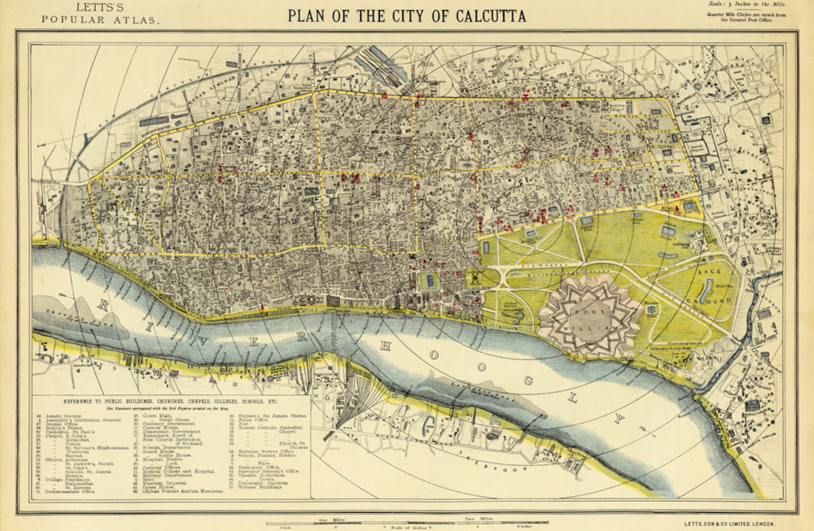 Old Map of Calcutta Old City Plan Old Map Print on Coated - Etsy