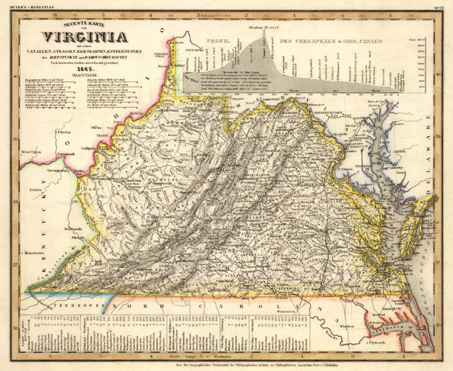 Virginia Map Old Map Restored Map of Virginia Archival Reproduction on ...