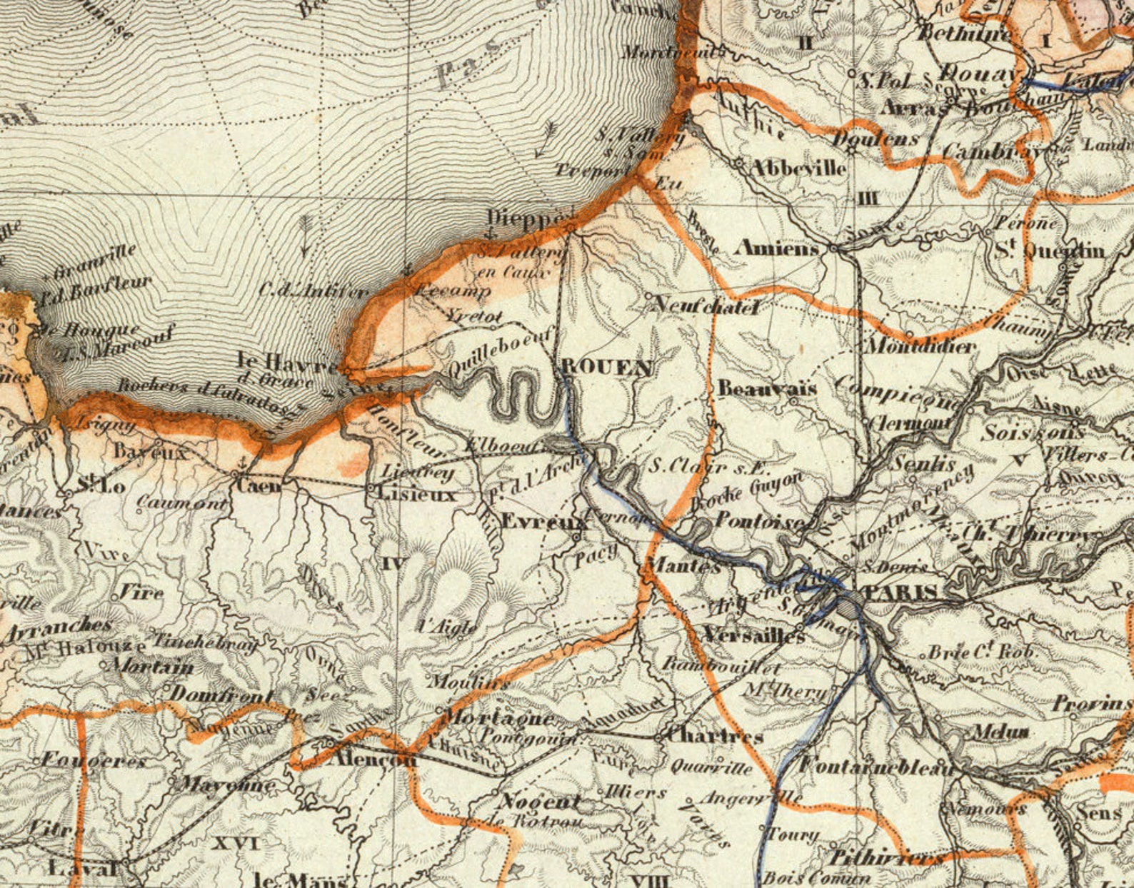 Large Old Map of France Wall Map Print Available on Paper - Etsy