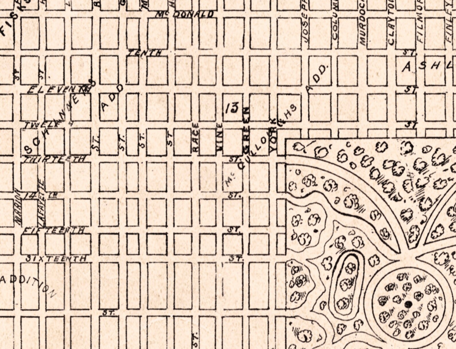 Map of Denver - Old City Plan Restored - Wall Map of Denver Archival ...