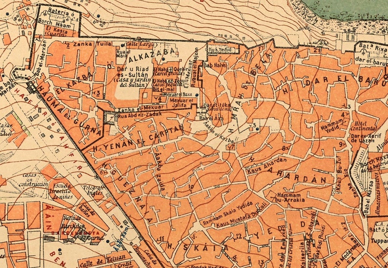 Map of Tanger and Surroundings Tangier Old Map Restored - Etsy