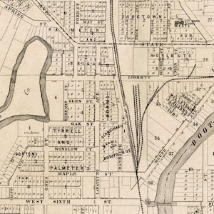 Old City Plan of Racine - Old Map of Racine - Restored Map Fine Print ...