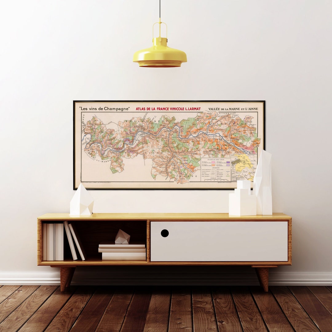 Wine Map of Marne River Valley Aisne Champagne Vineyards - Etsy