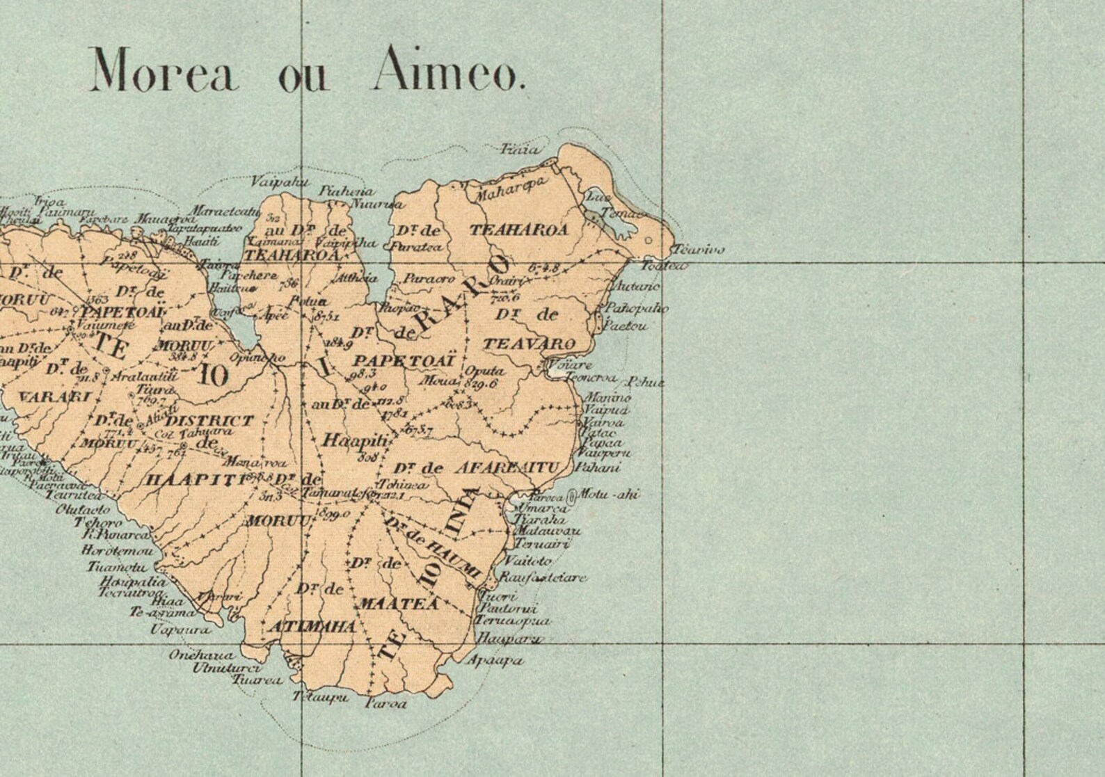 Tahiti Map Decorative Map of Tahiti and Morea Old Map - Etsy