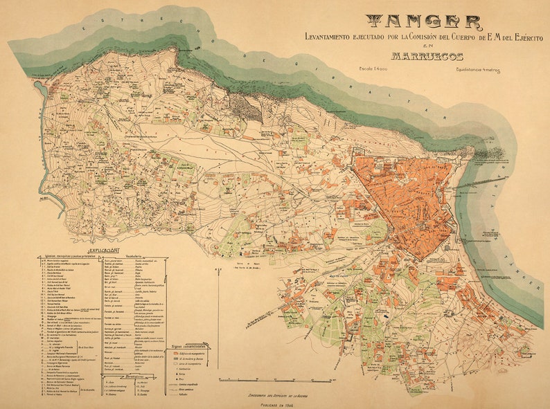 Map of Tanger and Surroundings Tangier Old Map Restored - Etsy