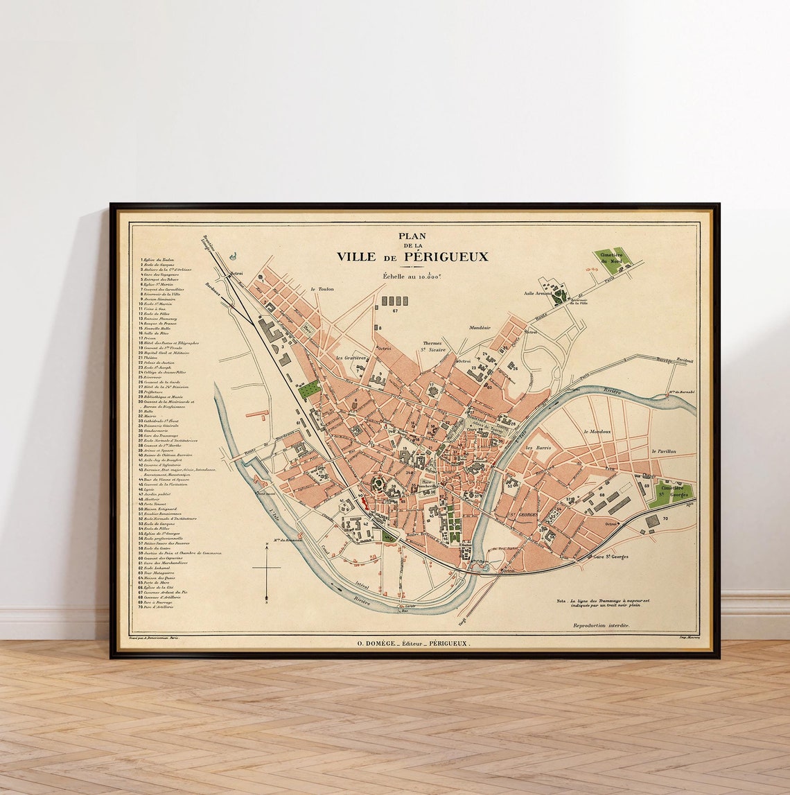 La Carte De Perigueux - Old Map of Périgueux - Restored Map Print on ...