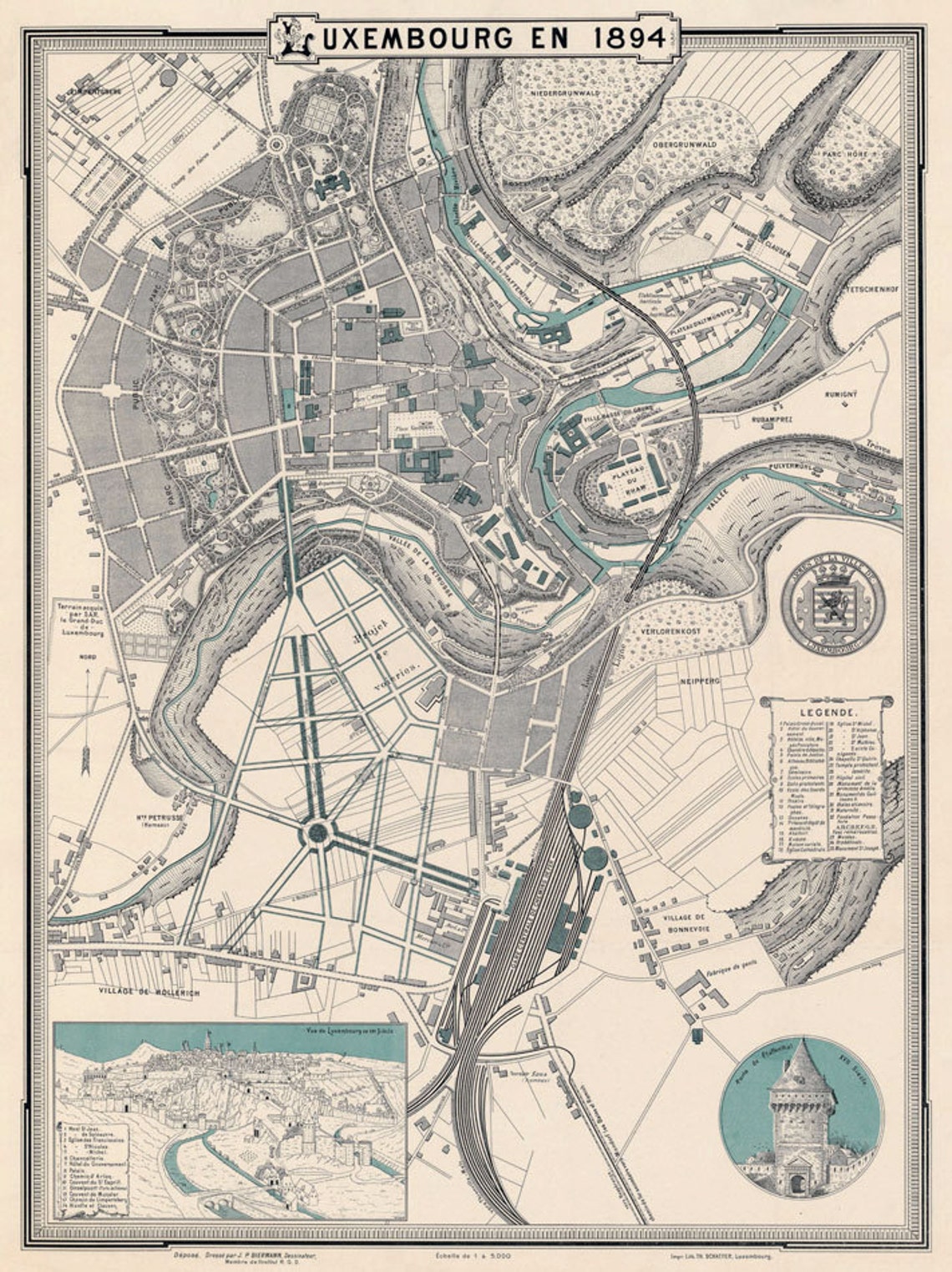 Luxembourg Map Old Map of Luxembourg Fine Print on Paper or - Etsy
