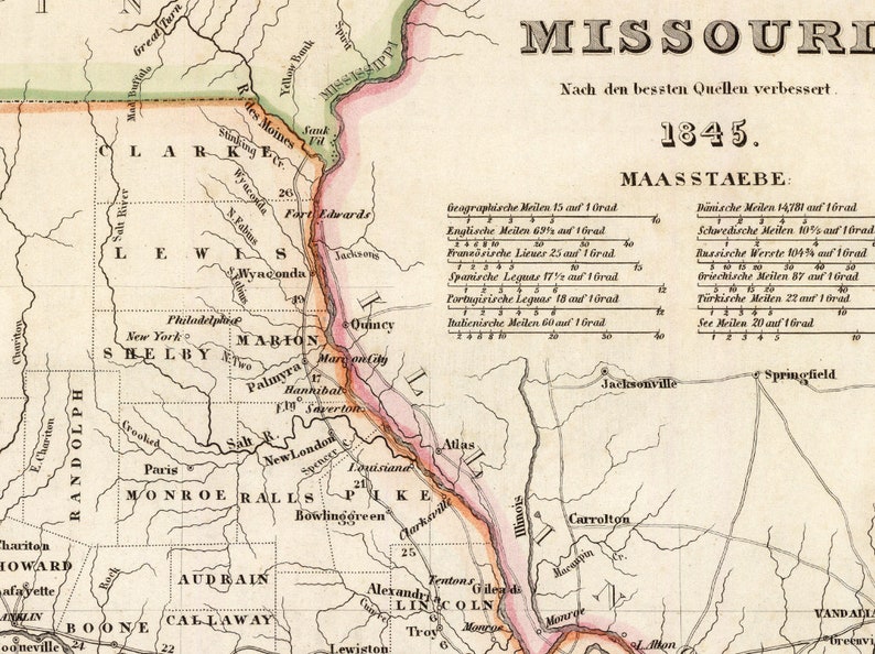 Missouri Map - Historical Map of Missouri, Printed on Coated Fine Paper ...