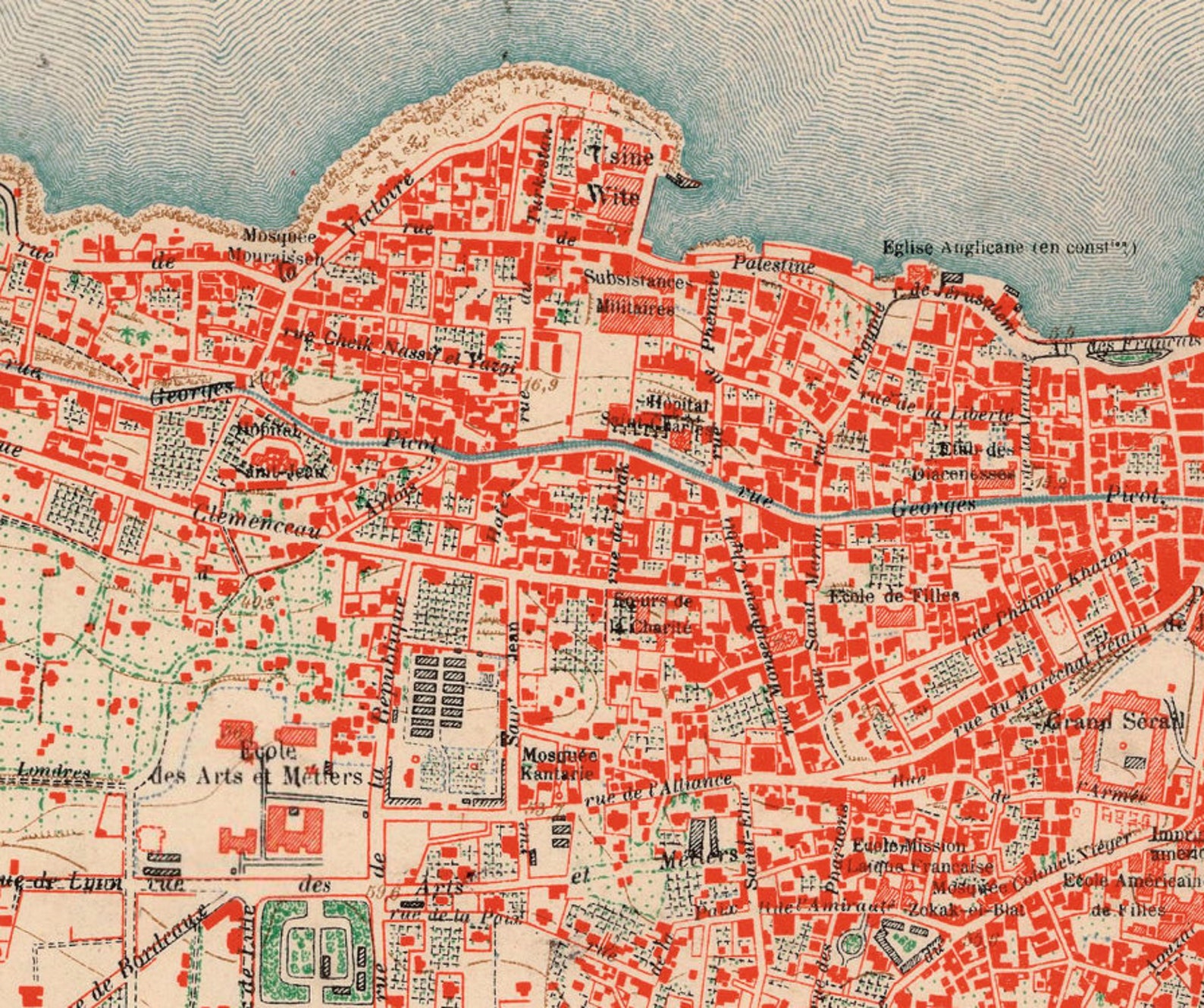 Beirut Map Old Map of Beyrouth Vintage Map Restored Print | Etsy