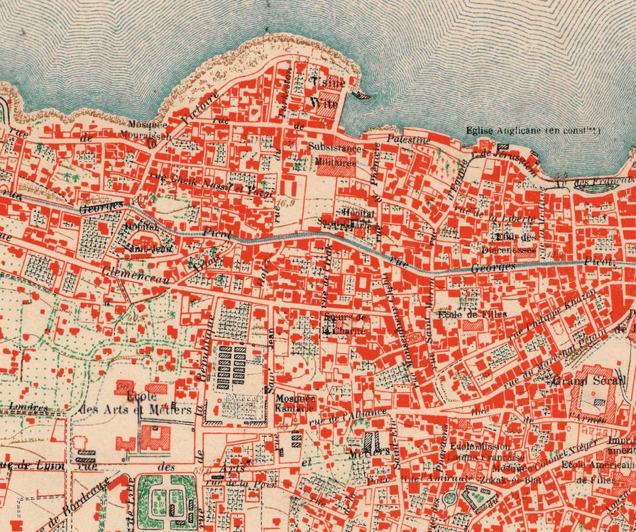 Beirut Map Old Map of Beyrouth Vintage Map Restored Print - Etsy Canada