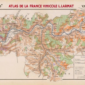 Wine Map of Marne River Valley, Aisne Champagne Vineyards, France Wine ...