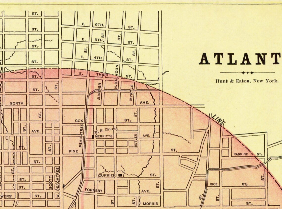 Atlanta Map Old Map of Atlanta From 1893 Fine Reproduction - Etsy