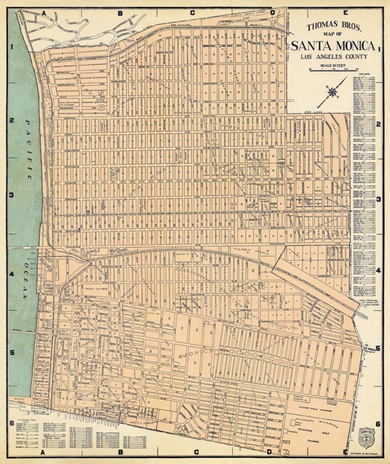 Old Map of Santa Monica Vintage Map of Santa Monica Fine - Etsy