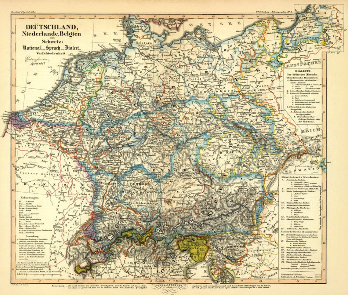 Germany Map Historical Map Reproduction on Paper or Canvas | Etsy