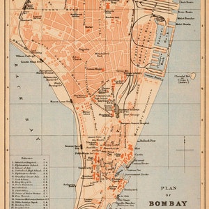 Bombay Map - Old Map of Bombay (mumbai) Fine Print - Wonderful Map ...