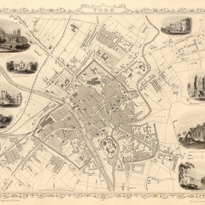 Old Map of York - Antique Map of York (UK) - Available on Matte Paper ...