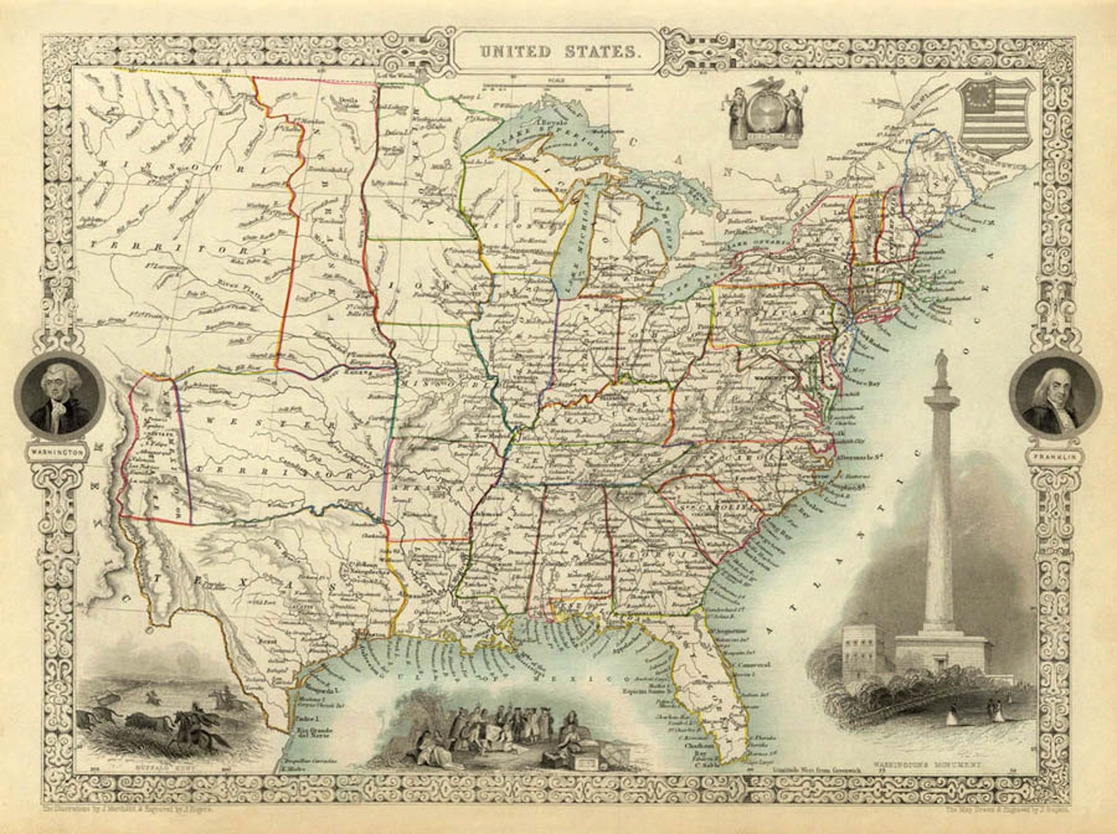 Vintage Map of USA Archival Print Old Map of the United | Etsy