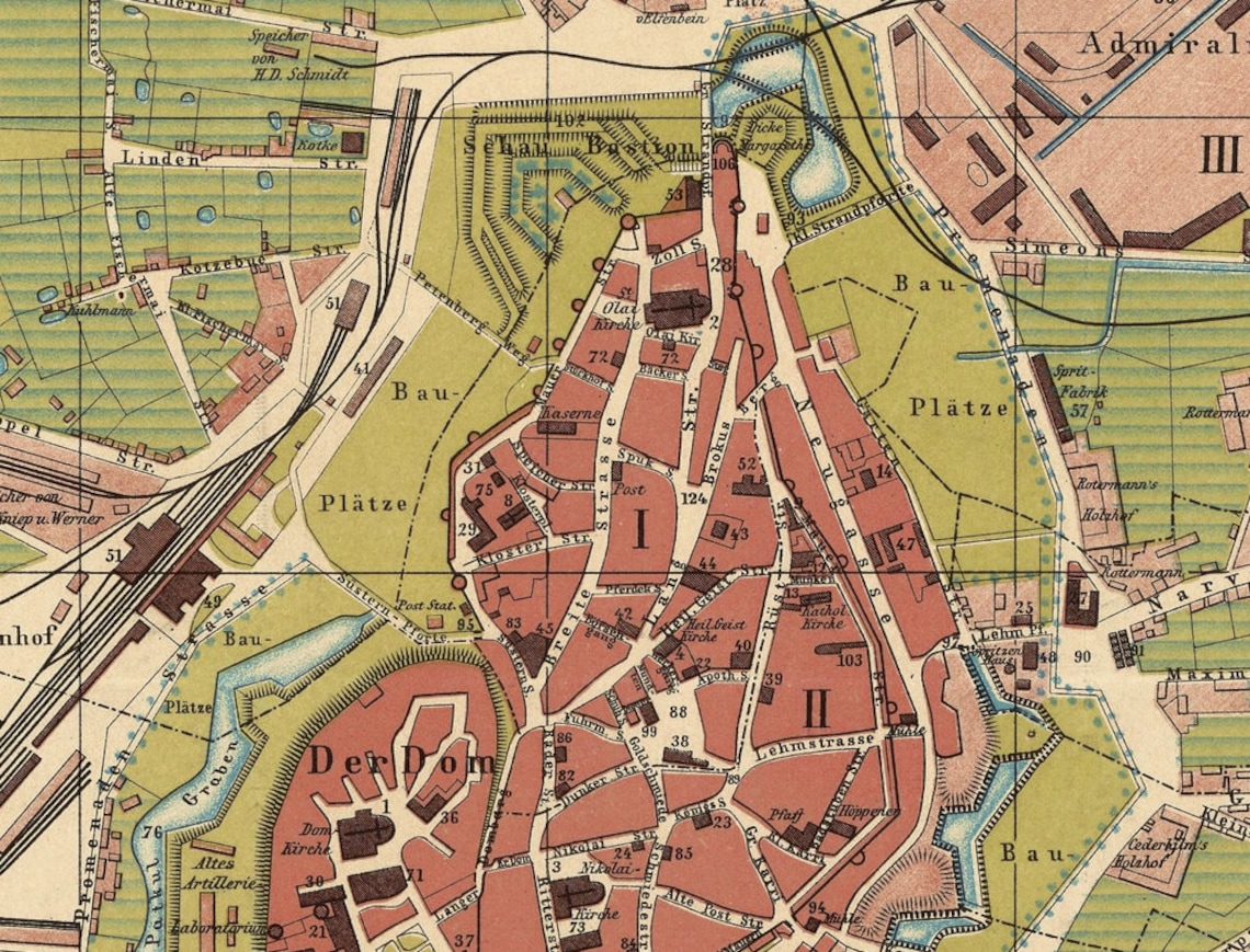 Tallinn Map, Old Map of Tallinn, Fine Reproduction, Estonian Wall Decor ...