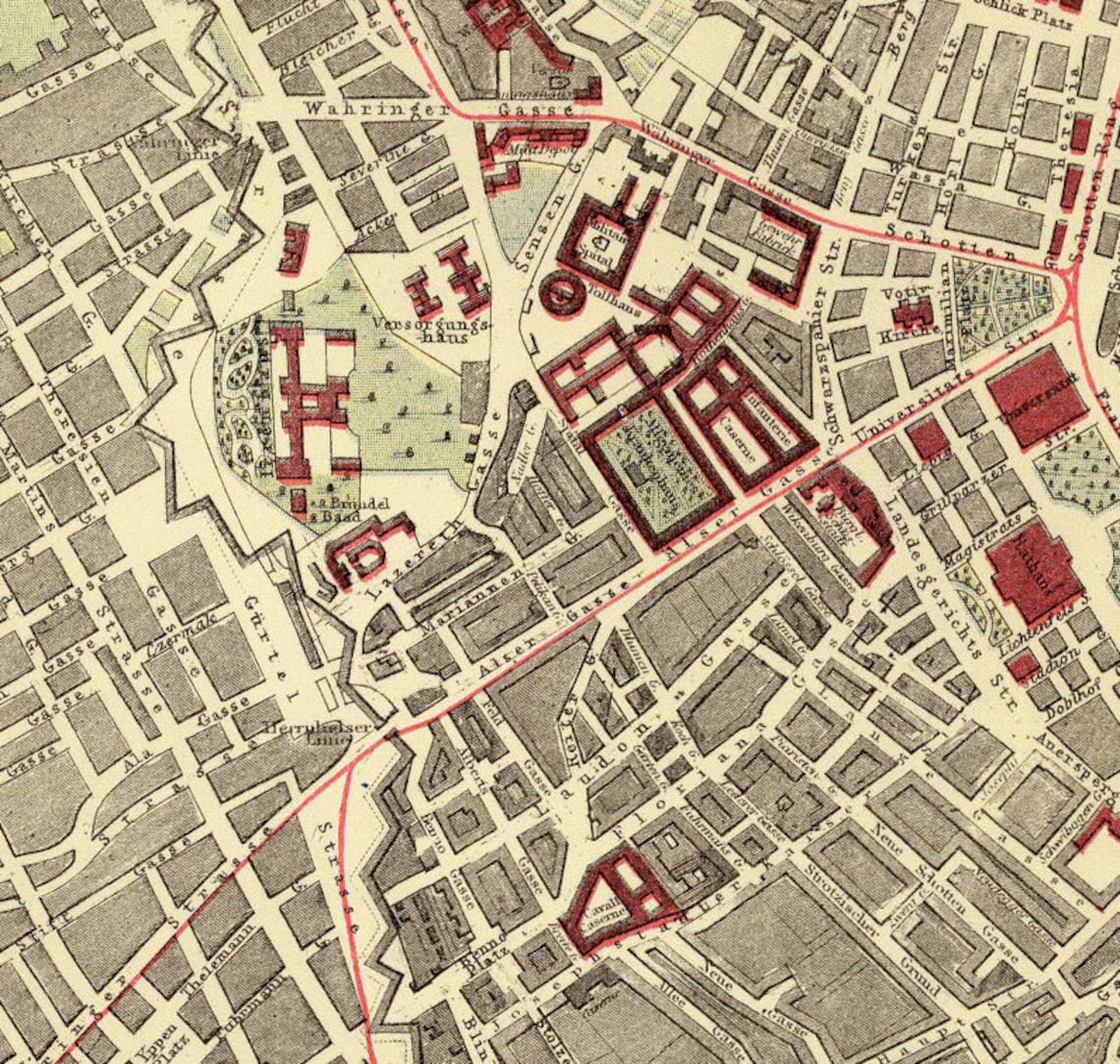 Vienna Map Old Map of Vienna Print Wien Map Old City Map - Etsy