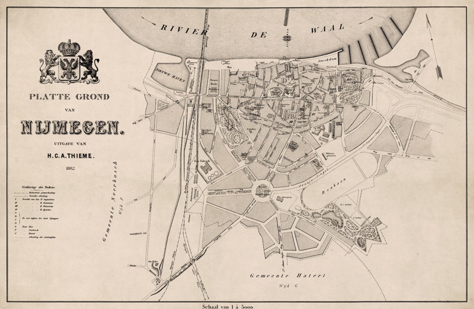 Nijmegen Map Old Map Archival Print on Paper or Matte Canvas - Etsy