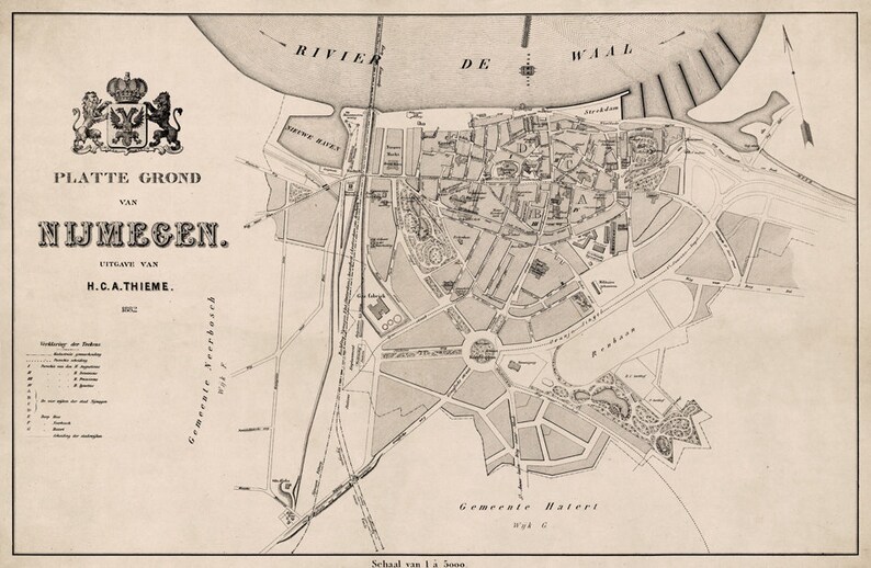 Nijmegen Map Old Map Archival Print on Paper or Matte Canvas - Etsy