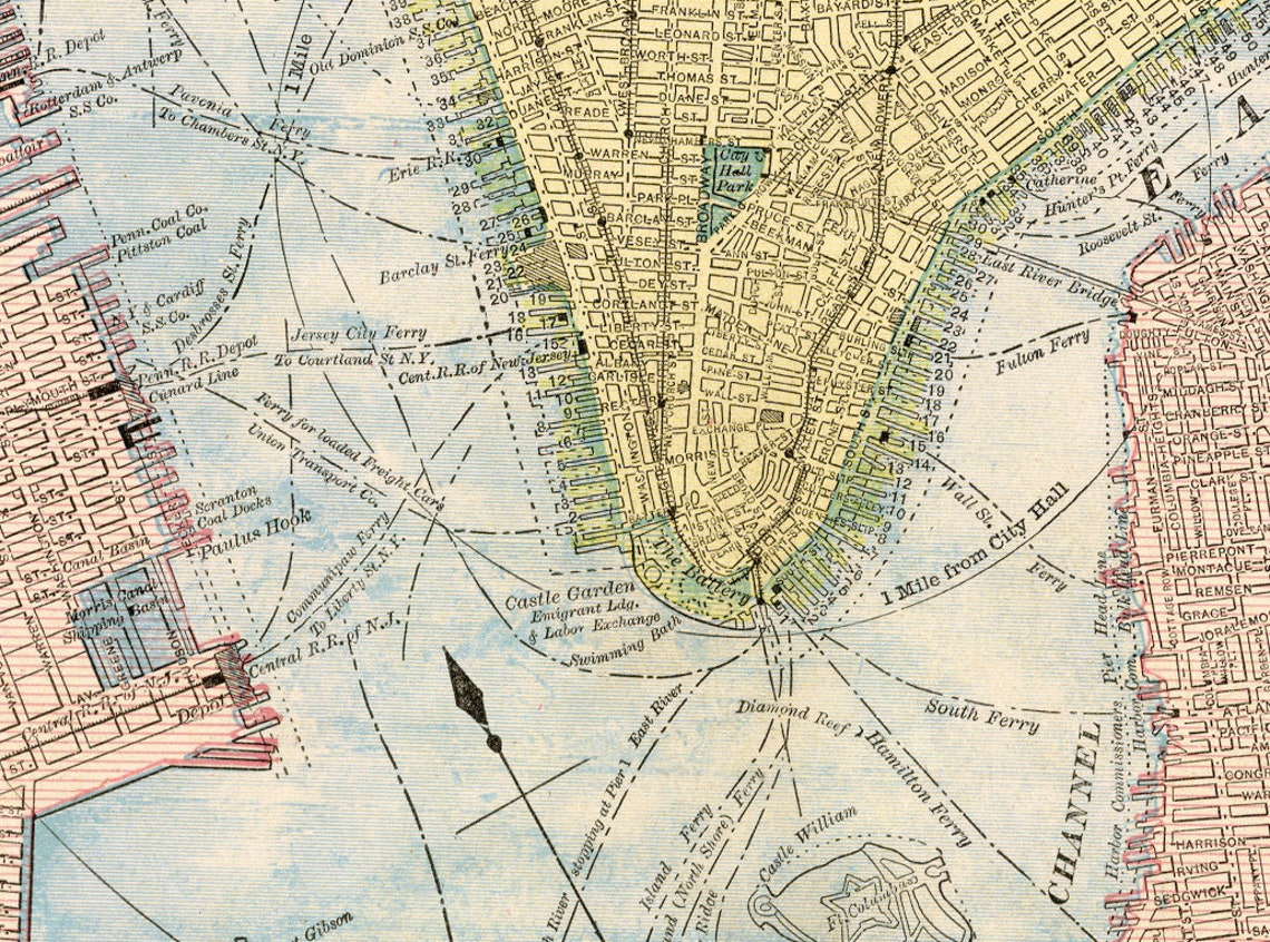 New York City Large Wall Map Old Map of NYC From 1901 Print - Etsy