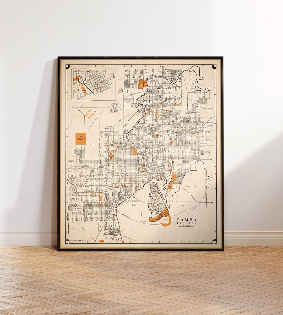 Vintage Map of Tampa, Old City Plan, Historical Map, Restored Map ...