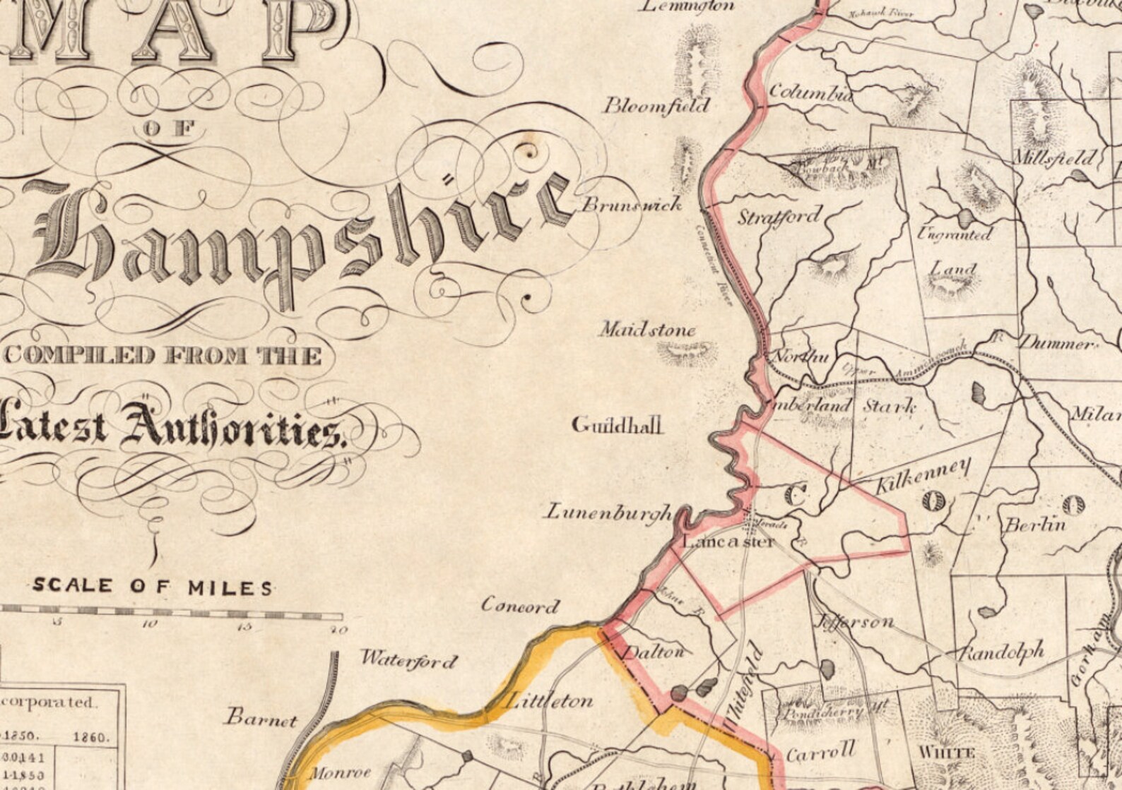 Wall Map of New Hampshire Old Map Restored Wonderful - Etsy