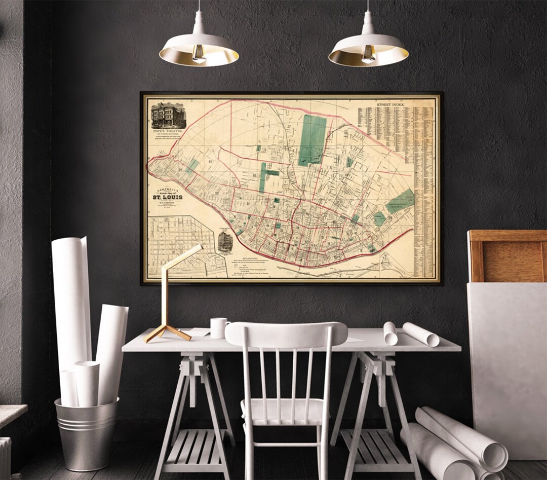 Saint Louis Map - Vintage Map of Saint Louis - Fine Giclee Reproduction ...
