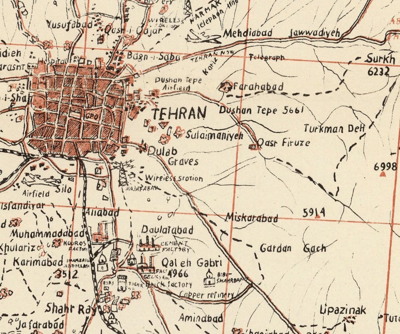 Tehran Map Vintage Map of Teheran Fine Print Available on - Etsy