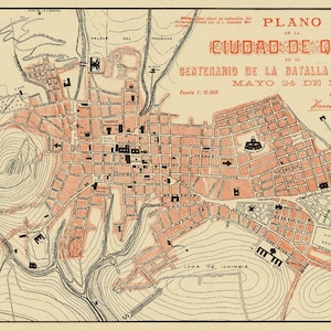 Old Map of Quito - Ciudad De Quito - Vintage Map Print on Paper or ...