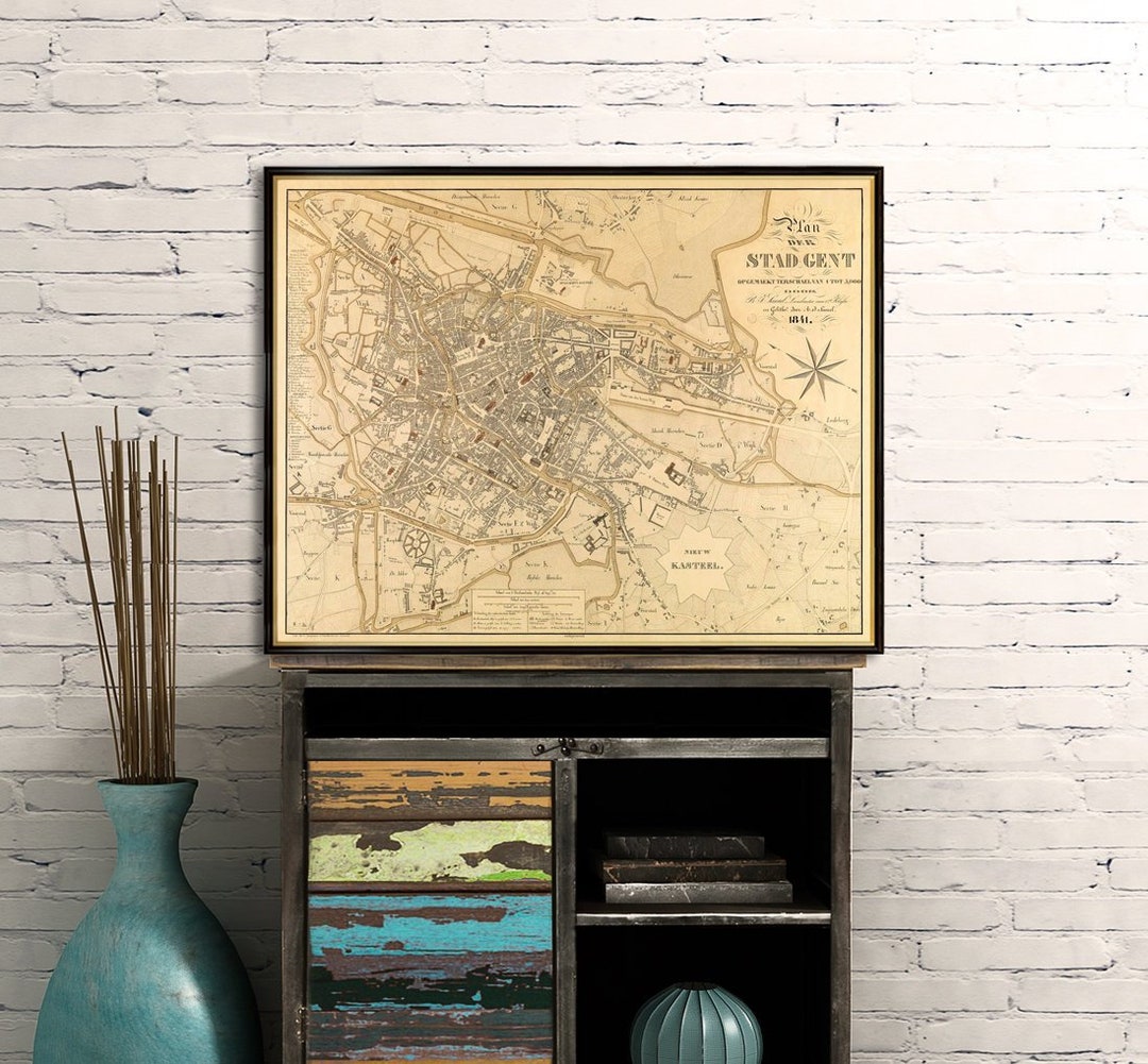Old Map of Ghent Print - Ghent (belgium) Map - La Carte De Gand - Fine ...