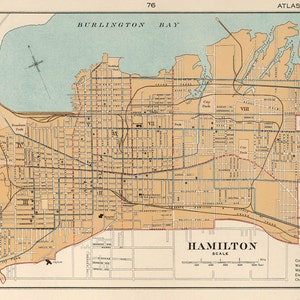 Hamilton Map (ontario) - Giclee Print - Reproduction of a Vintage Map ...