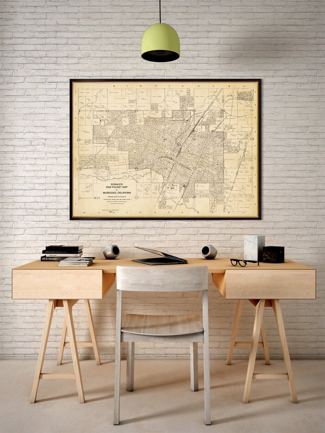 Muskogee Map - Old Map of Muskogee - Large Wall Map Print on Paper or ...