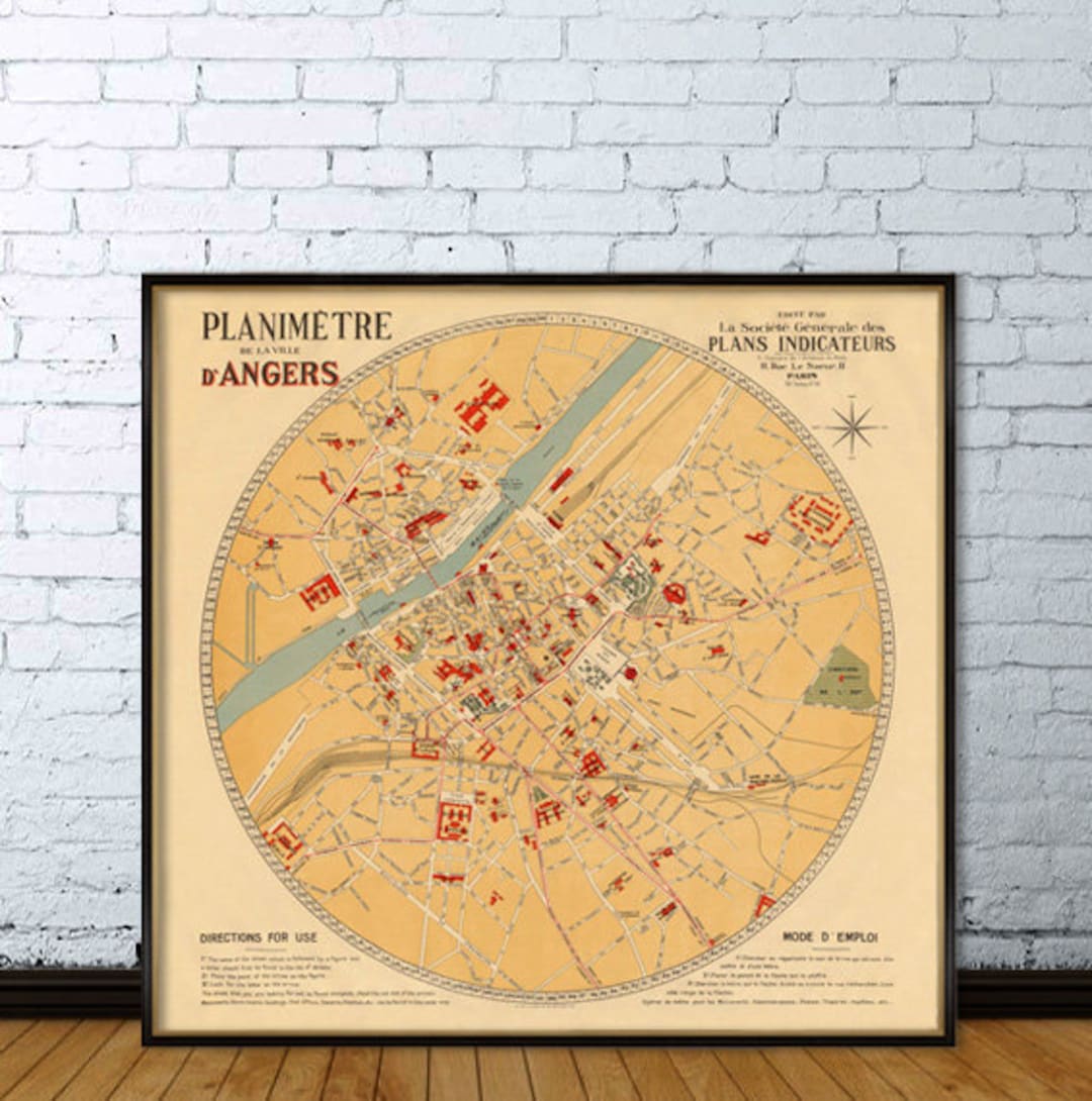 Angers Map - La Carte D'angers - Old Map of Angers - Fine Reproduction ...