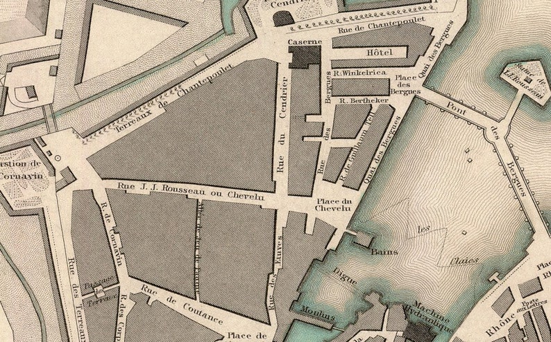 Geneva Map Old Map of Geneva Fine Print Old City Plan - Etsy