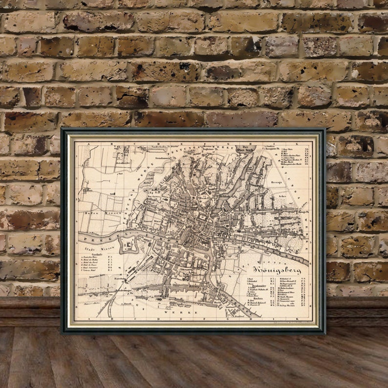 Kaliningrad map Old map of Konisberg fine reproduction | Etsy