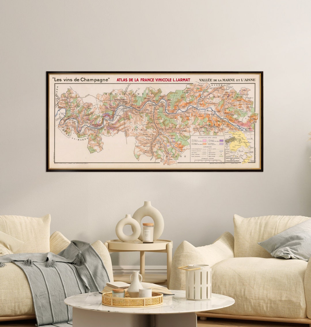 Wine Map of Marne River Valley, Aisne Champagne Vineyards, France Wine ...