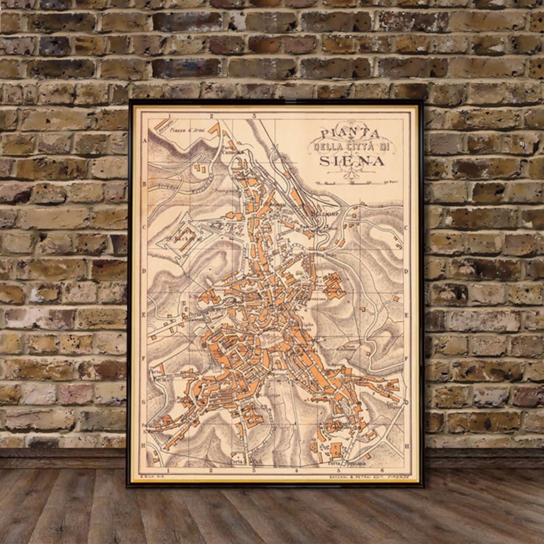 Siena Map - Vintage City Plan of Siena, Restored Map, Home Decor - Etsy