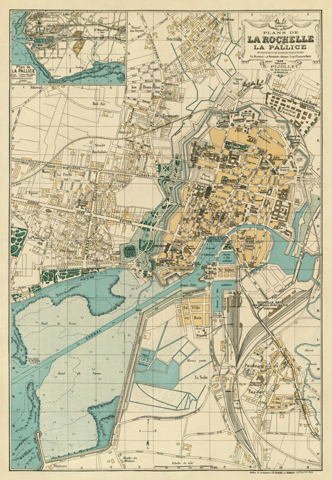 La Rochelle Map - Plan De La Rochelle - Old Map Print on Paper or ...